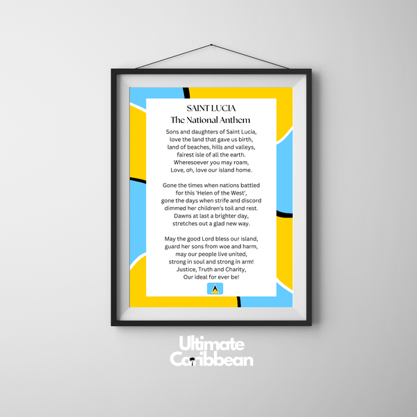 Saint Lucia National Anthem Poster Print – Caribbean Wall Art, Lucian ...